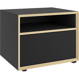 Müllermöbel Nachtkommode MÜLLER SMALL LIVING "Vertiko kleine Kommode" Sideboards Gr. B/H/T: 50 cm x 40,5 cm x 42,5 cm, Schubkasten unten, 1, schwarz (schwarz matt, birke) auf Gehrung fest verleimt