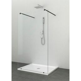 Walk-in-Dusche Sanotechnik "Freedom I Black" Duschwände Gr. B/H: 117 cm x 195 cm, ohne, mit Antikalk-Versiegelung, schwarz