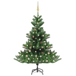 vidaXL Künstlicher Weihnachtsbaum Nordmann LED & Kugeln Grün 150 cm 3077645
