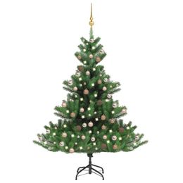 vidaXL Künstlicher Weihnachtsbaum Nordmann LED & Kugeln Grün 210 cm 3077647