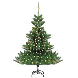 vidaXL Künstlicher Weihnachtsbaum Nordmann LED & Kugeln Grün 240 cm 3077562