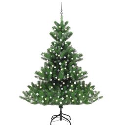 vidaXL Künstlicher Weihnachtsbaum Nordmann LED & Kugeln Grün 240 cm 3077734