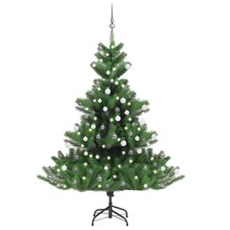 vidaXL Künstlicher Weihnachtsbaum Nordmann LED & Kugeln Grün 180 cm 3077732
