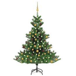 vidaXL Künstlicher Weihnachtsbaum Nordmann LED & Kugeln Grün 150 cm 3077559