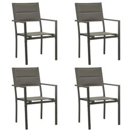 vidaXL Gartenstühle 4 Stk. Textilene und Stahl Grau und Anthrazit 313080