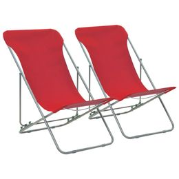 vidaXL Klappbare Strandstühle 2 Stk. Stahl und Oxford-Gewebe Rot 44360