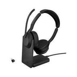 Jabra Evolve2 55, mit Ladestation, Headset schwarz, Stereo, Microsoft Teams, USB-C, Link380c