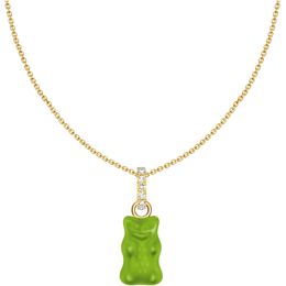 Kette mit Anhänger Thomas Sabo "THOMAS x HARIBO Schmuck: Goldbär" Halsketten Gr. 45, Silber 925 (Sterlingsilber), bunt (gelbgoldfarben, grün, kristallweiß) Damen mit Kristallglas, Zirkonia (synth.)