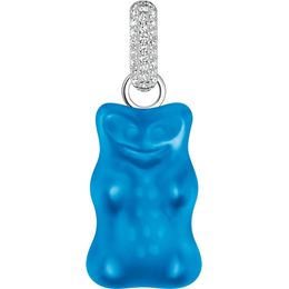 Ketten-Anhänger Thomas Sabo "THOMAS x HARIBO Schmuck: Großer Anhänger Goldbär" Schmuckanhänger Gr. Silber 925 (Sterlingsilber), 4,05 g, blau (silberfarben, blau, kristallweiß, kristallweiß) Damen Anhänger mit Kristallglas, Zirkonia (synth.)