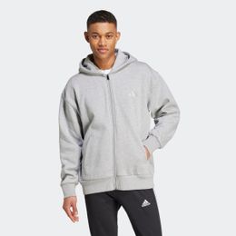Kapuzensweatshirt adidas Sportswear "M A SZN FL FZ" Gr. L, grau (medium grey heather) Herren Sweatshirts Sportbekleidung