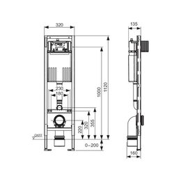 TECE profil WC-Modul mit Compact 320-Spülkasten, Bauhöhe 1120mm 9300600