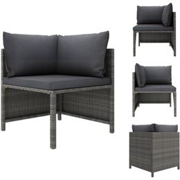 vidaXL Gartensofaelemente - Living Modulares Ecksofa mit Kissen Grau Poly Rattan - Grau