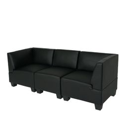 MCW Modular 3-Sitzer Sofa Couch Moncalieri, Kunstleder ~ schwarz, hohe Armlehnen