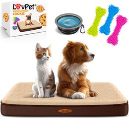 LovPet® Hundebett orthopädisches Hundekissen Hundekorb Cookie, Inkl. Napf + 3X Kauknochen, Hundesofa für Kleine, Mittelgroße & Große Hunde, Bezug abnehmbar und waschbar