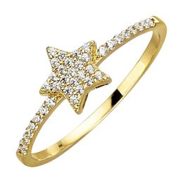 Diamonds by Ellen K. FASCINATION BY ELLEN K. Fingerring »375 Gold mit Stern-Motiv und Zirkonia weiß« gelb 052 (16,6) Edler Damen-Ring aus echtem 375 Gold