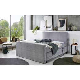 SUN GARDEN Motor-Boxspringbett BX2440 Lockport, silber, 180 x 200 cm