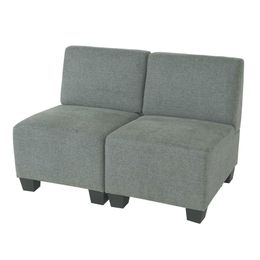 MCW Modular 2-Sitzer Sofa Couch Lyon, Stoff/Textil ~ grau, ohne Armlehnen