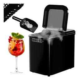 TroniTechnik&reg; Eisw&uuml;rfelmaschine Eisw&uuml;rfelbereiter, Ice Maker, 12kg/24h, 2,2 Liter Wassertank, 2 Gr&ouml;&szlig;en, Selbstreinigung, schwarz