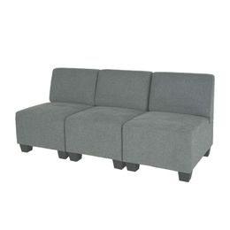 MCW Modular 3-Sitzer Sofa Couch Moncalieri, Stoff/Textil ~ grau, ohne Armlehnen