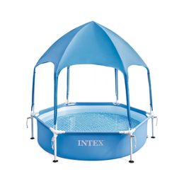 Intex 28209NP - Metal Frame Pool mit Überdachung (183x38cm) mit Wassersprüher Kinderpool Planschbecken