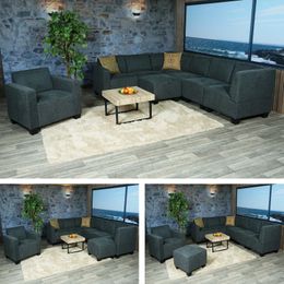 MCW Modular Sofa-System Couch-Garnitur Moncalieri 6-1-1, Stoff/Textil ~ anthrazit-grau