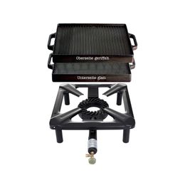 Hockerkocher 4,0 KW mit Gussgrillplatte 38x38 cm - ideal für Camping und Profiköche