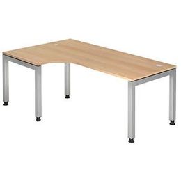 Hammerbacher JS82 höhenverstellbarer Schreibtisch eiche L-Form, 5-Fuß-Gestell eiche 200,0 x 120,0 cm