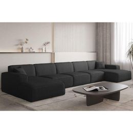 Fun Moebel - Wohnlandschaft Sofa U-Form celes premium xl in Stoff Scala Schwarz