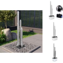 vidaXL Brunnen & Wasserfälle - Living Gartenbrunnen Silbern 48x34x153 cm Edelstahl - Silber