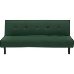 Beliani - Sofa Dunkelgrün Polsterbezug 3-Sitzer Schlaffunktion Minimalistisch Wohnzimmer