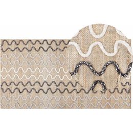 Beliani Teppich Jute Beige Geometrisches Muster 80 x 150 cm rustikal Boho