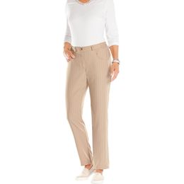 Damen Hose mit L&auml;ngsstreifen beige-ecru-gestreift, Gr&ouml;&szlig;e 27