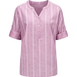 Damen Schlupfbluse mit garngefärbtem Streifen fuchsia-ecru-gestreift, Größe 44
