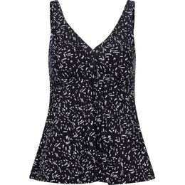 Damen Tankini-Oberteil mit V-Ausschnitt schwarz-wei&szlig;-bedruckt, Gr&ouml;&szlig;e 48B