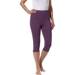 Damen Caprileggings mit Zierpl&auml;ttchen am Bein traube, Gr&ouml;&szlig;e 54