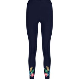 Damen Shirt und Leggings in Baumwoll-Qualit&auml;t marine-t&uuml;rkis-bedruckt, Gr&ouml;&szlig;e 48