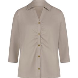 Damen Jersey-Bluse mit Raffung vorne sesam, Größe 38