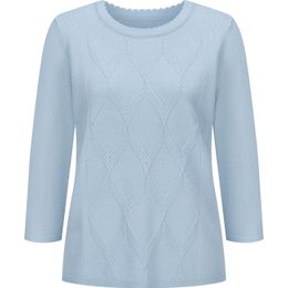 Damen Kurzarmpullover mit Rauten-Muster, pflegeleicht hellblau, Größe 38