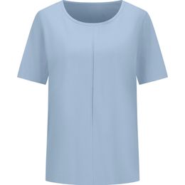 Damen Kurzarmshirt mit Satin-Paspel am Ausschnitt eisblau, Gr&ouml;&szlig;e 54