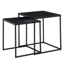 Beistelltisch FineBuy Satztisch Metall 2 teilig Couchtisch Tisch Set Schwarz