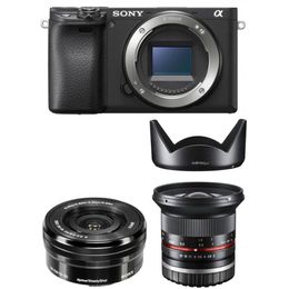 Sony Alpha ILCE-6400 + 16-50mm OSS schwarz + Walimex pro 12mm f2,0 - nach 100 EUR Sony A6400 Sofortrabatt