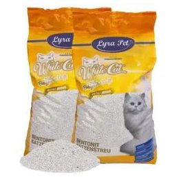 2 x 15 Liter LYRA PET® White Cat® Katzenstreu Bentonit mit Babypuderduft