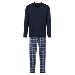 Pyjama s.Oliver Gr. 44/46, blau (marine, kariert) Herren Homewear-Sets mit Karo-Hose