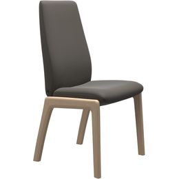 Polsterstuhl stressless "Laurel", grau (metal grau paloma, walnuss), B:57cm H:105cm T:60cm, Leder PALOMA: PALOMA ist ein durchgefärbtes Semianilin-Möbelleder mit natürlicher Narbung., Stühle, High Back, Größe L, mit abgerundeten Beinen in Walnuss
