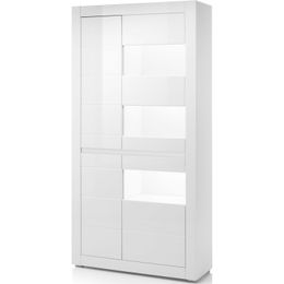 Vitrine Inosign "Carat" Schränke weiß (weiss/ weiss hochglanz) Höhe 198 cm, zwei Leisten angeliefert, 1 x grau,