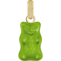 Ketten-Anhänger Thomas Sabo "THOMAS x HARIBO Schmuck: Großer Anhänger Goldbär" Schmuckanhänger Gr. Silber 925 (Sterlingsilber), 4,06 g, bunt (gelbgoldfarben, grün, kristallweiß, kristallweiß) Damen mit Kristallglas, Zirkonia (synth.)