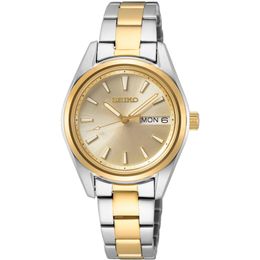 Quarzuhr Seiko "SUR354P1" Armbanduhren goldfarben (silbergoldfarben) Damen Armbanduhr, Damenuhr, Saphirglas, Datum, Edelstahlarmband