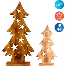 Näve LED Dekoobjekt NÄVE "LED-Holztannenbaum h: 70cm, Weihnachtsdeko aussen" Lampen Gr. Höhe: 70 cm, beige (natur) Timerfunktion (6on18off), AA Batterie 1,5V, für Außen geeignet