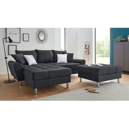 Ecksofa Collection AB, B:235cm H:86cm T:188cm, schwarz, Struktur (100% Polyester); Samtoptik (100% Polyester), Wohnzimmer, Sofas, "Rada L-Form",
