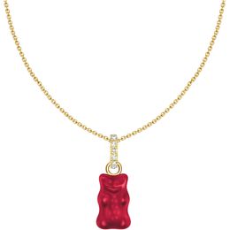 Kette mit Anhänger Thomas Sabo "THOMAS x HARIBO Schmuck: Goldbär" Halsketten Gr. 45, Silber 925 (Sterlingsilber), rot (gelbgoldfarben, rot, kristallweiß) Damen mit Kristallglas, Zirkonia (synth.)